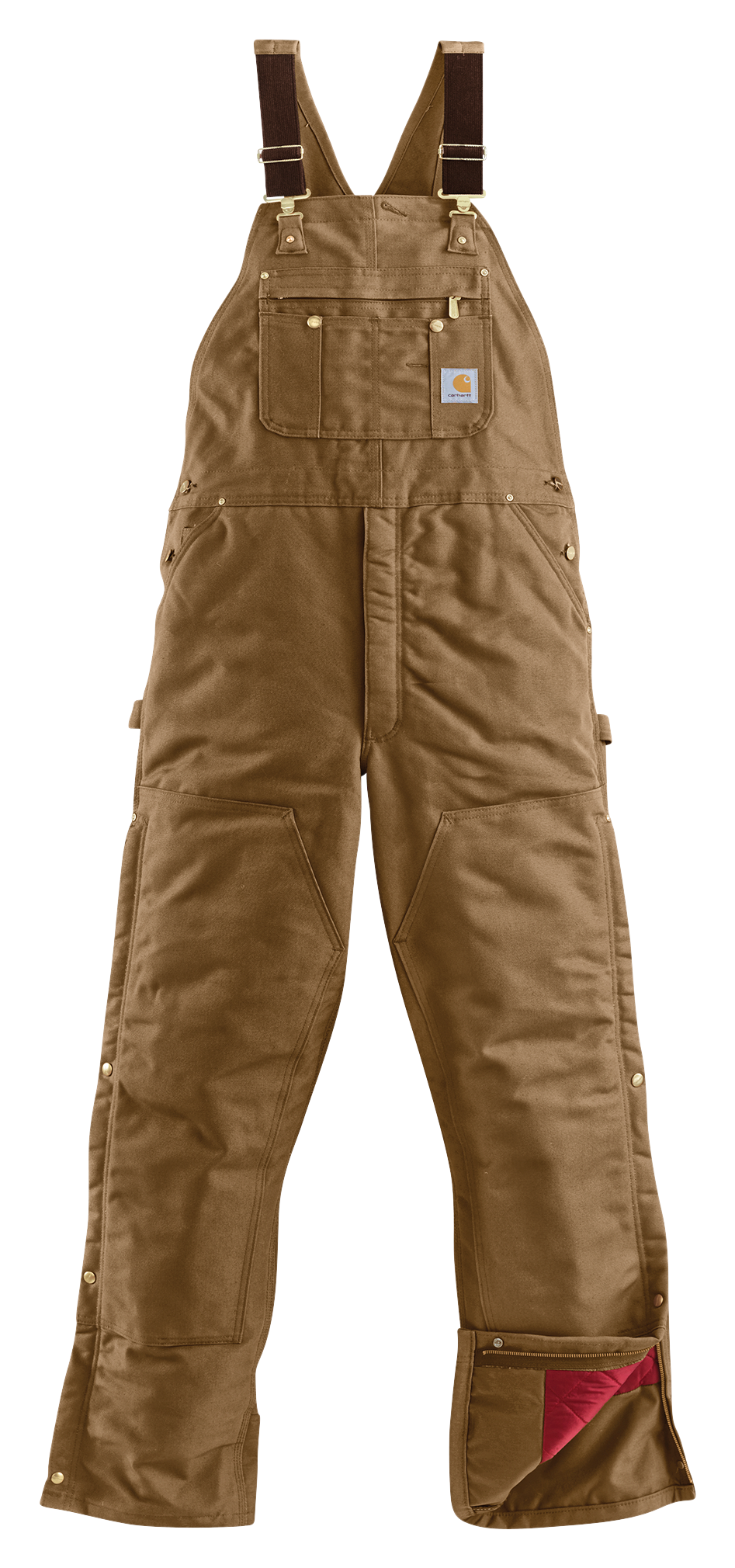 Carhartt Duck Zip-To-Thigh Quilt-Lined Bib Overalls for Men | Cabela's